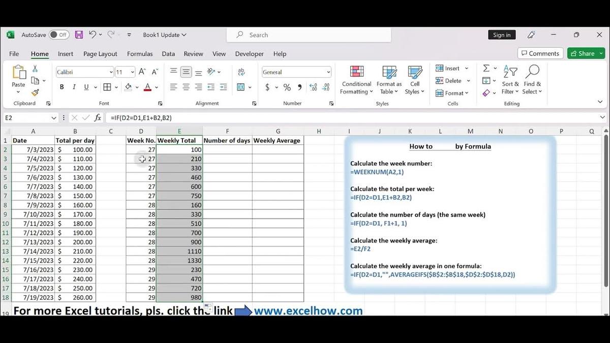 How to count weeks since date in Excel
