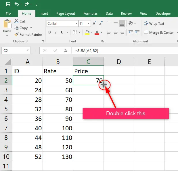 How to drag formulas in Excel till the end - Excel Wizard