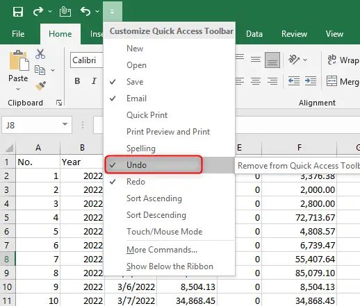 How do I get the undo button back in Excel - Excel Wizard