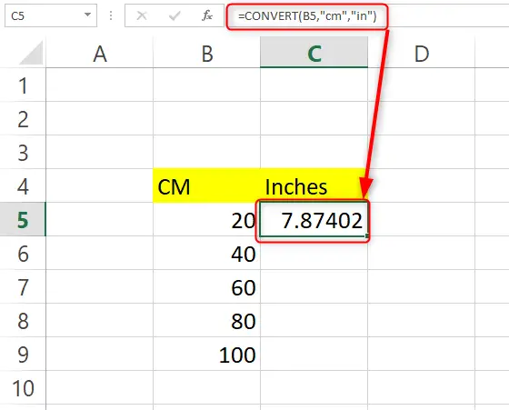 How to convert CM to inches in Microsoft Excel - Excel Wizard