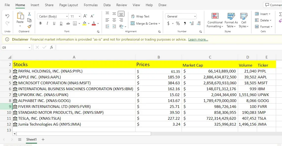 How to Insert Stock Prices in Excel - Excel Wizard